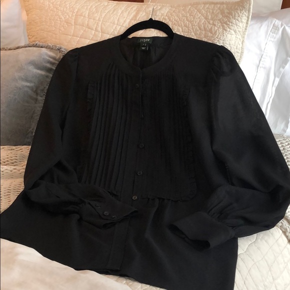 J. Crew | Tops | J Crew Gorgeous Shear Black Tuxedo Button Up | Poshmark